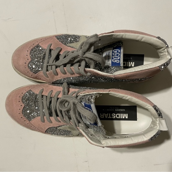 Golden Goose | Shoes | Golden Goose Womens Mid Star Glitter Sneaker ...